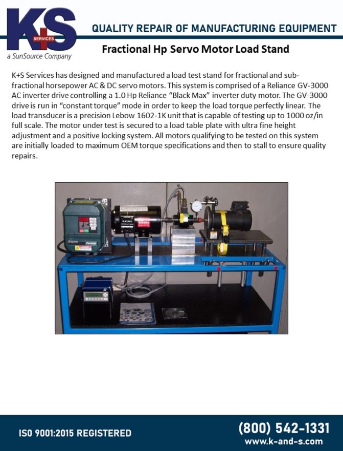 Fractional Hp Servo Motor Load Stand - K+S Services