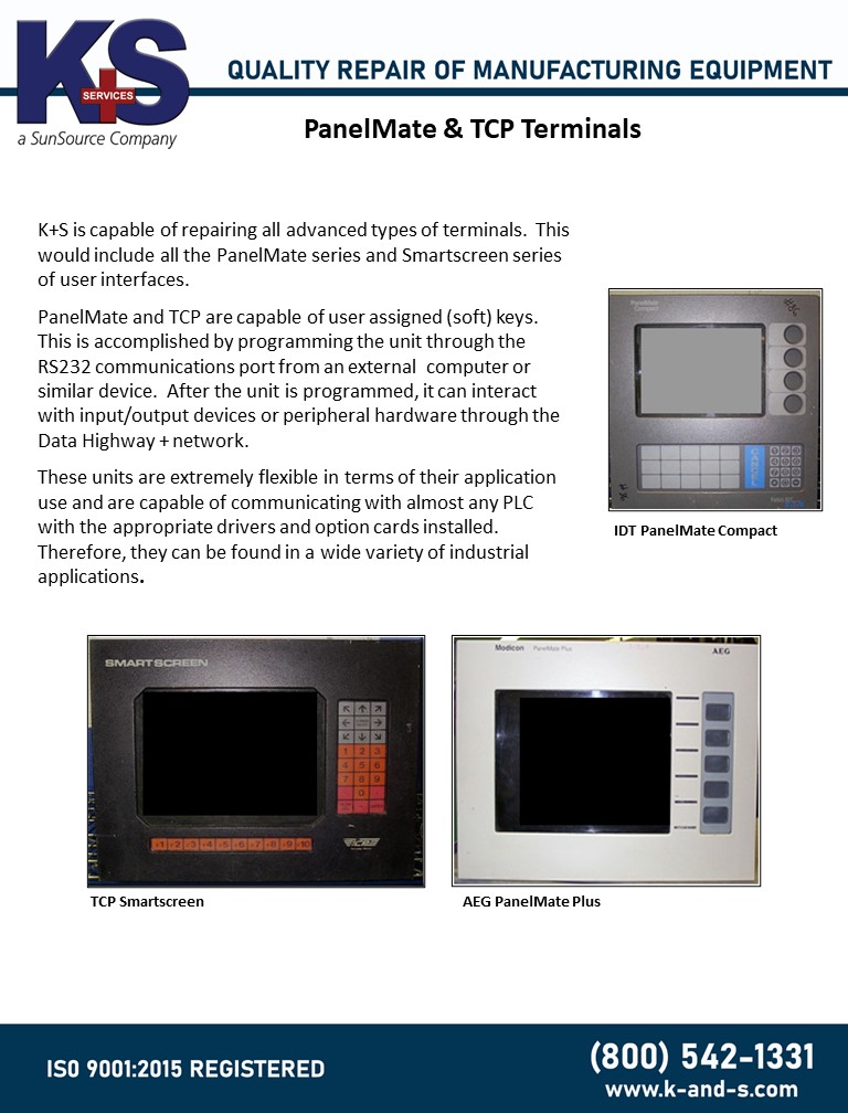 PanelMate and TCP Terminals - K+S Services