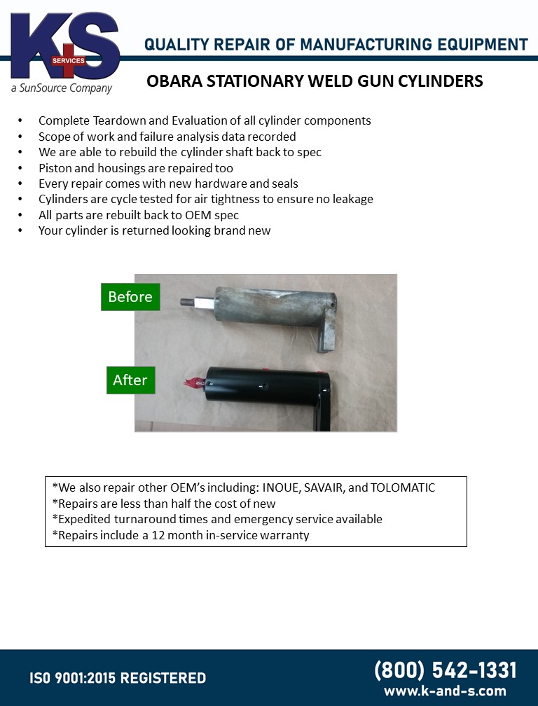 Obara Stationary Weld Gun Cylinders - K+S Services