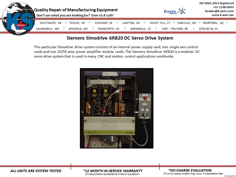 Siemens Simodrive 6RB20 DC Servo Drive System - K+S Services